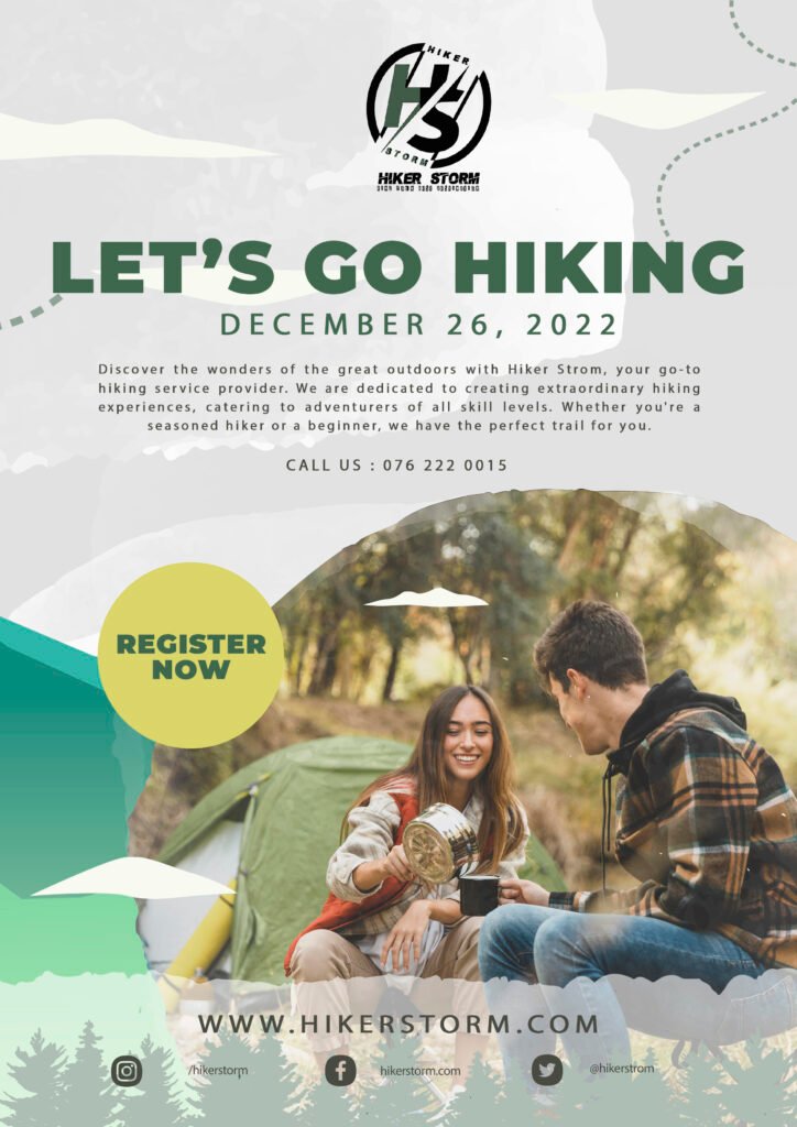 Flyer design for Hiker Storm Adventure Club - Home to Globe